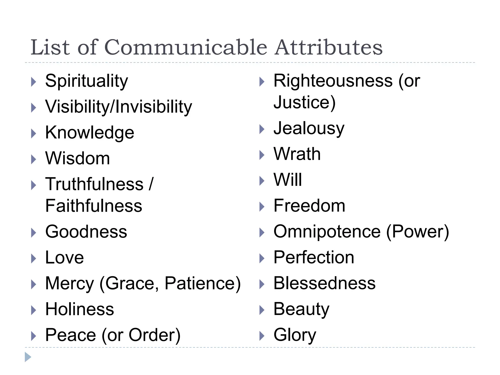 Systematic Theology 5 - Communicable Attributes.ppt