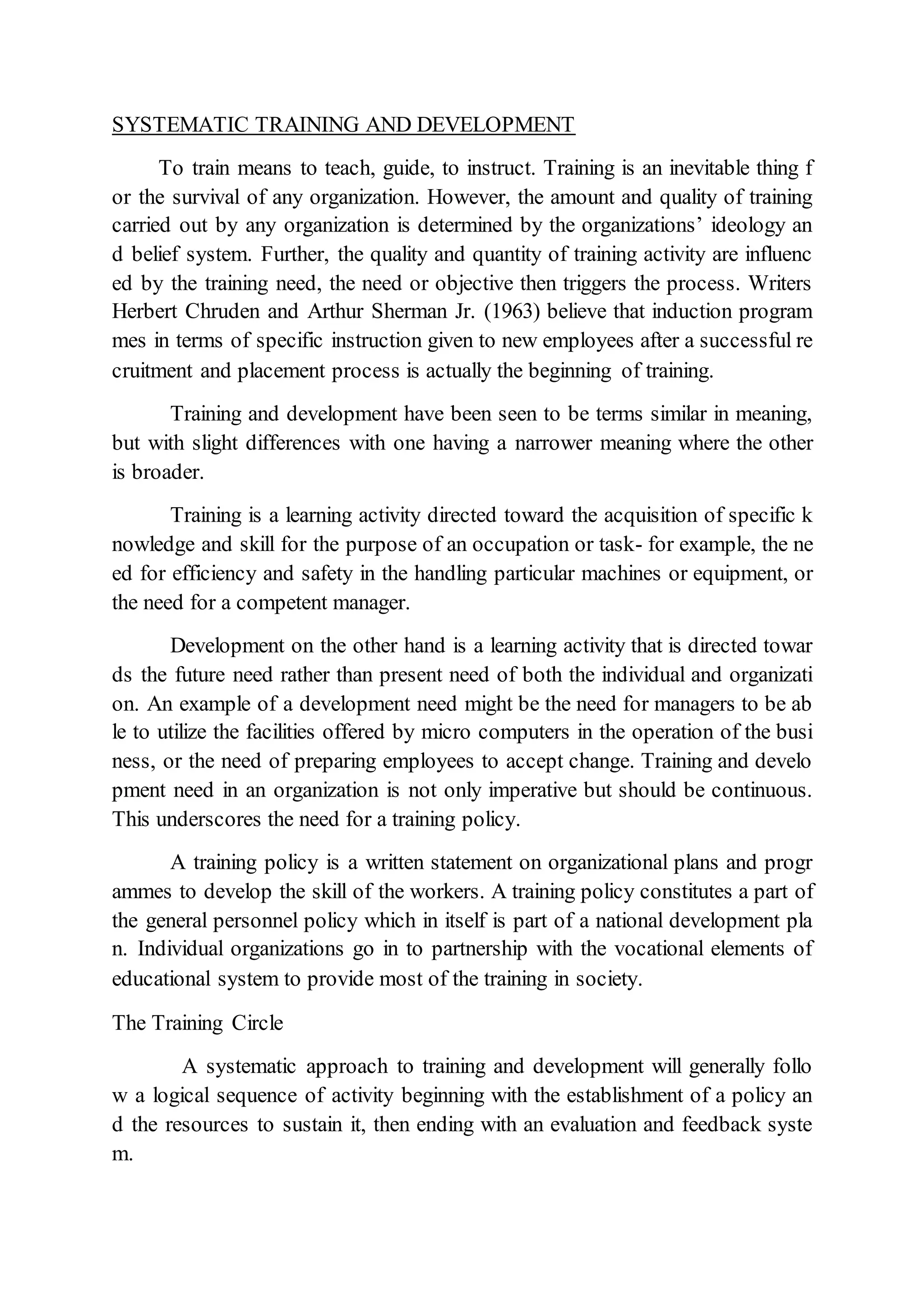 Systematic training and development | PDF