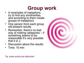 Systematizing metaphors | PPT