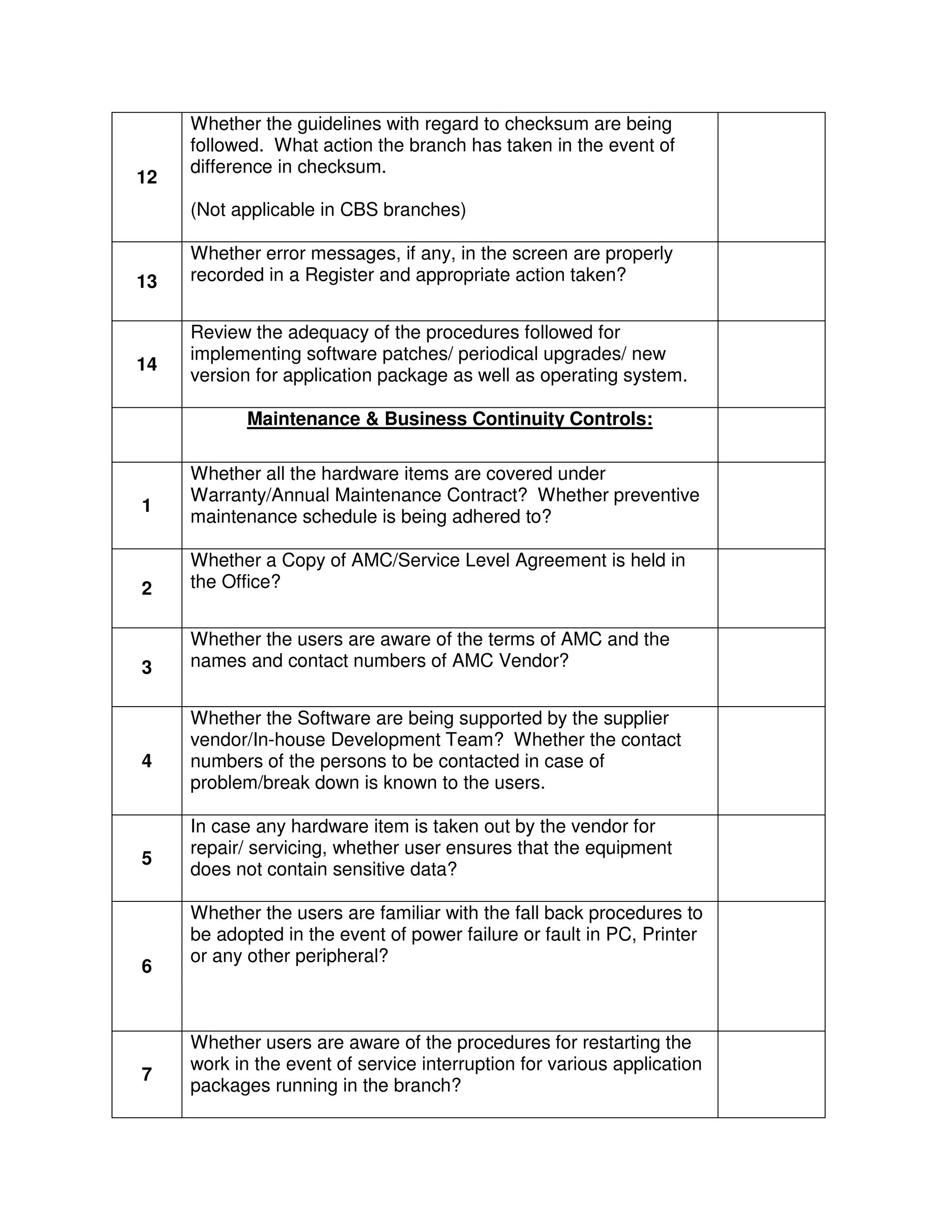 System audit questionnaire | PDF