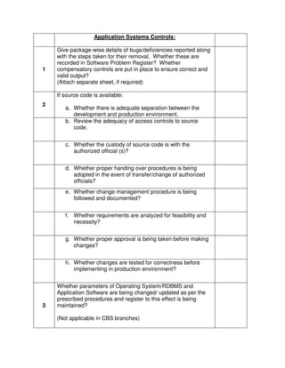 System audit questionnaire | PDF