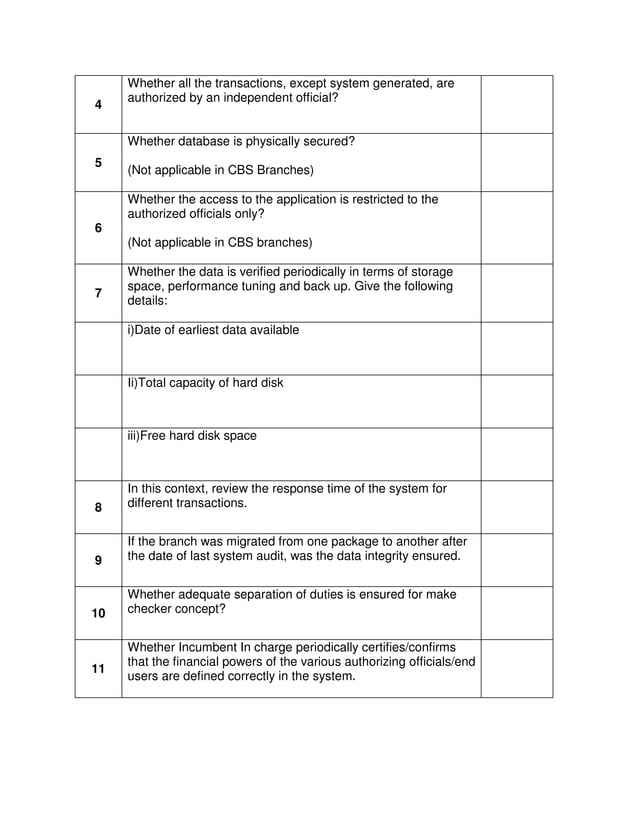 System audit questionnaire | PDF