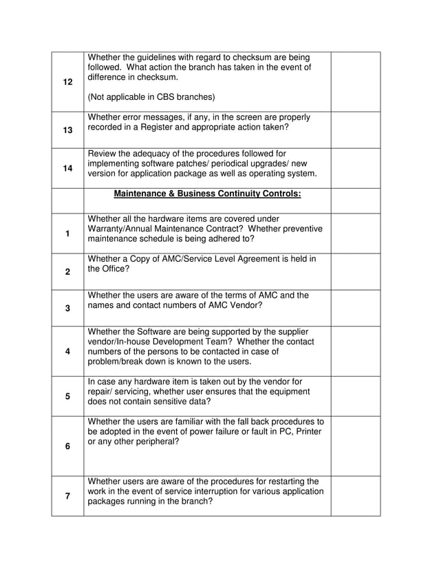 System audit questionnaire | PDF