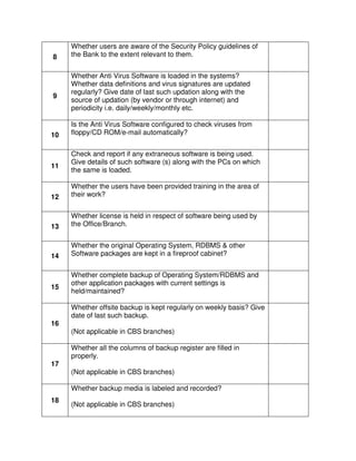 System audit questionnaire | PDF