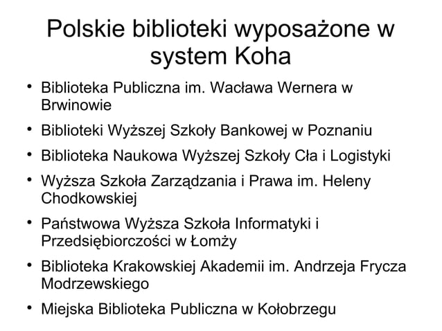 System Biblioteczny Koha Ppt