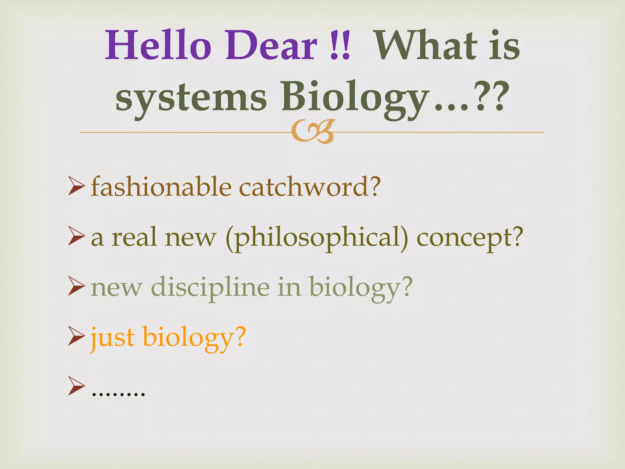 System's Biology | PPTX