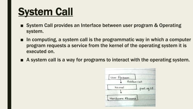 System call | PPTX | Operating Systems | Computer Software and Applications
