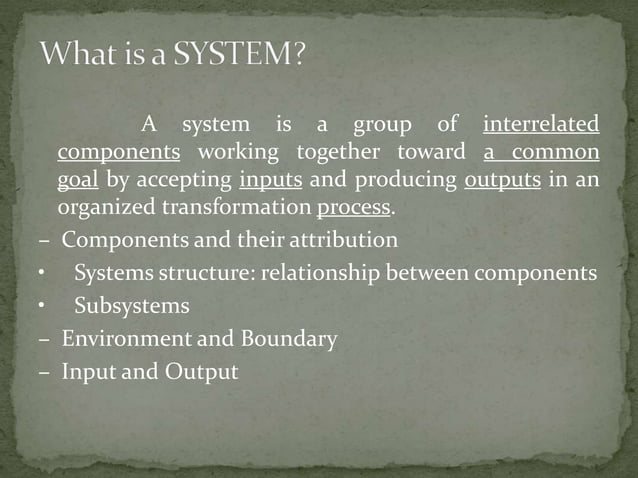System concepts, elements and types of systems ppt | PPTX | Operating ...