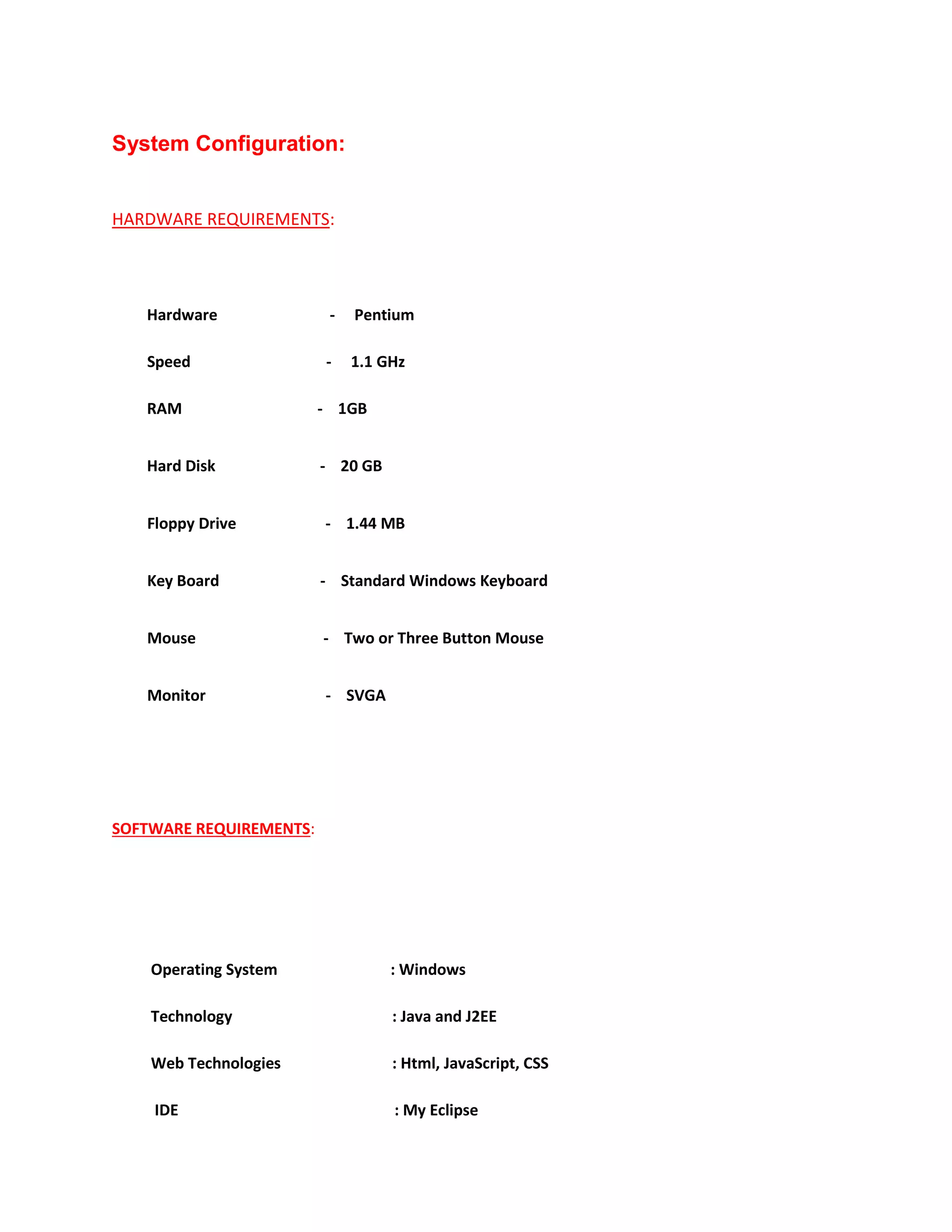 System configuration | DOCX | Computing | Technology & Computing