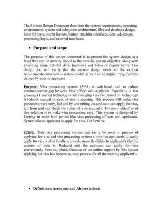 System design document visa | DOC