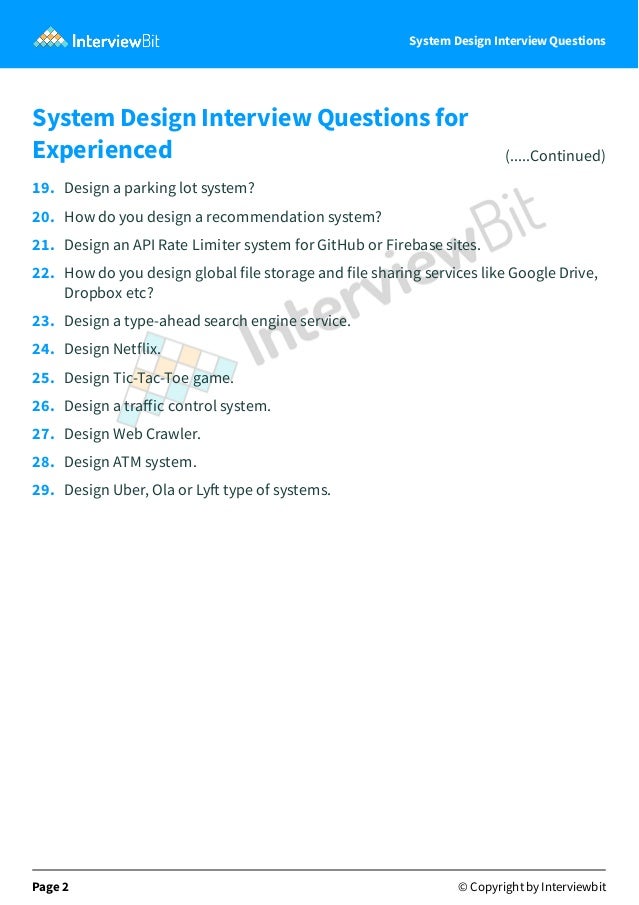 Top System Design Interview Questions | PDF