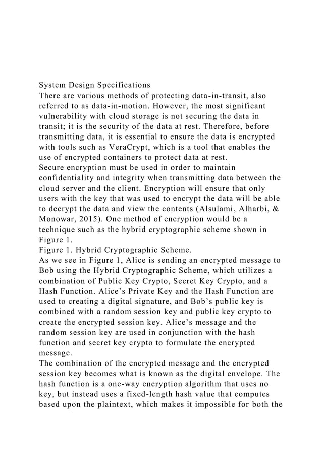 System Design SpecificationsThere are various methods of pro.docx