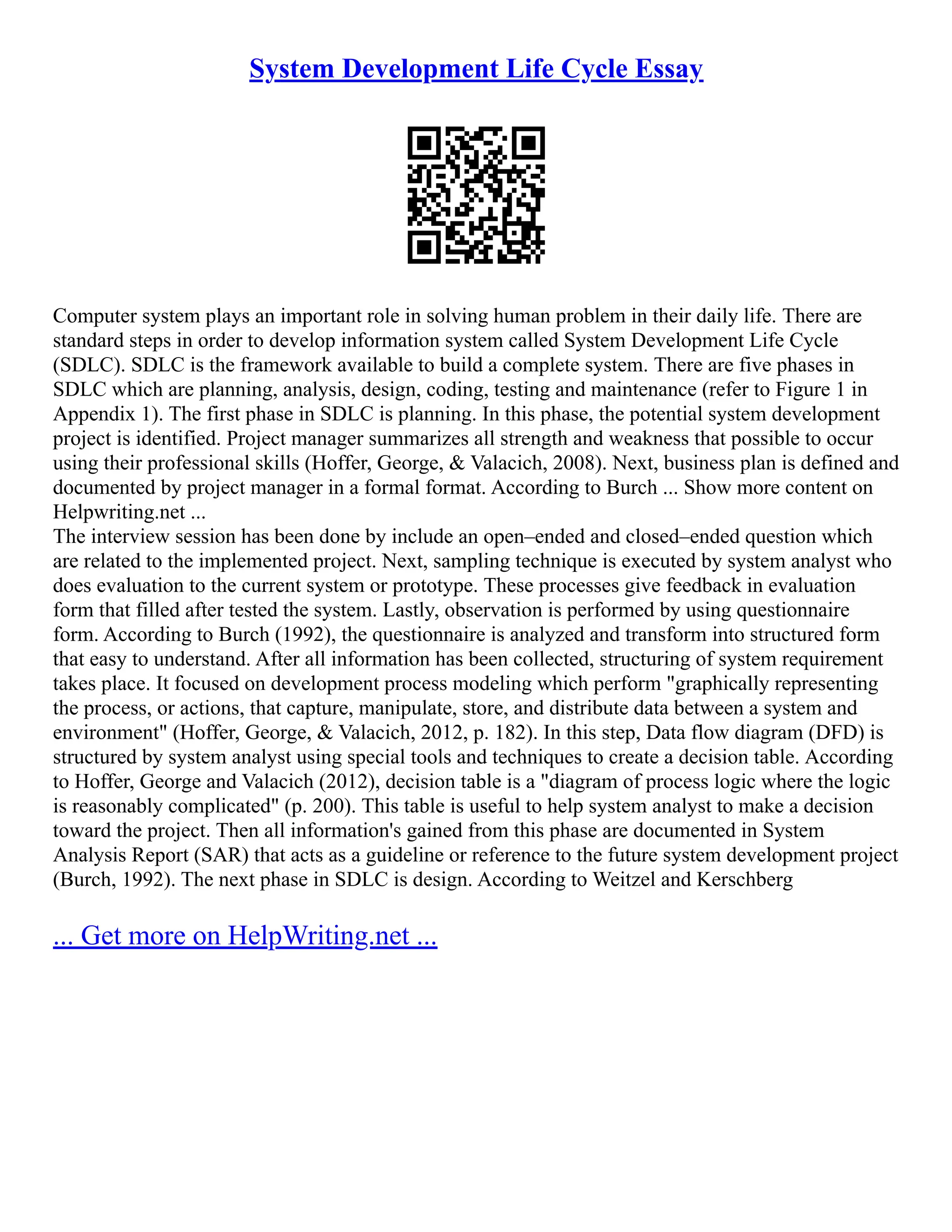 System Development Life Cycle Essay | PDF