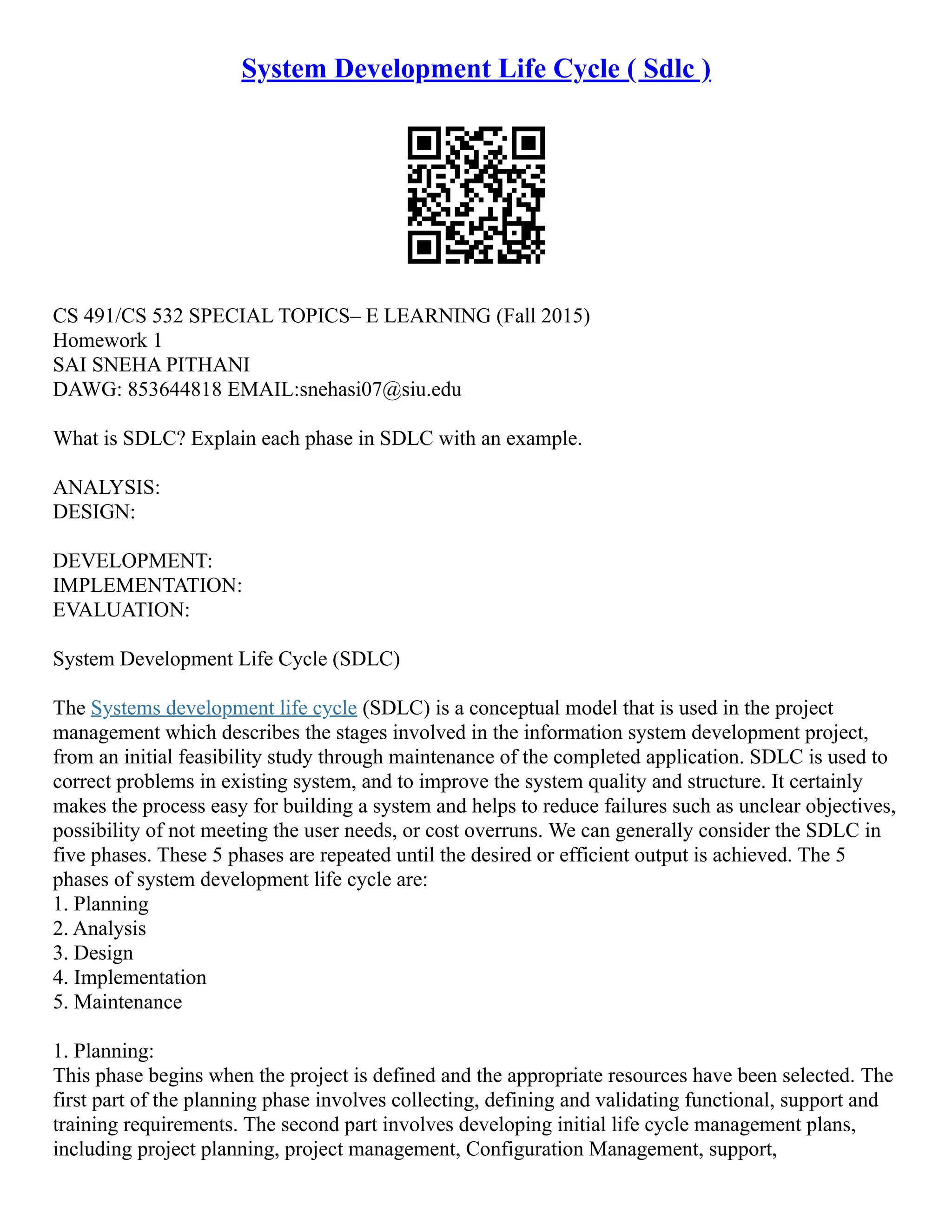 System Development Life Cycle ( Sdlc ) | PDF | Operating Systems ...