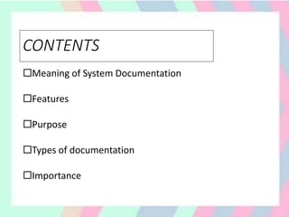 System documentation (system analysis and design) | PPTX