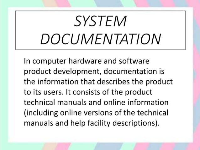 System documentation (system analysis and design) | PPTX