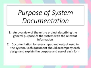 System documentation (system analysis and design) | PPTX