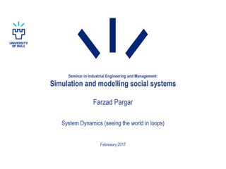 System dynamics- simulation and modeling social systems | PDF