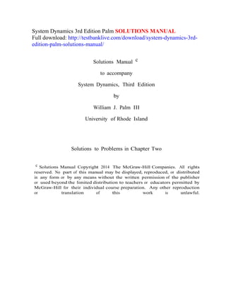 System dynamics 3rd edition palm solutions manual | PDF