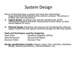 System engineering analysis and design | PPTX