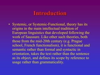 Systemic Functional Grammar theory Halliday.ppt