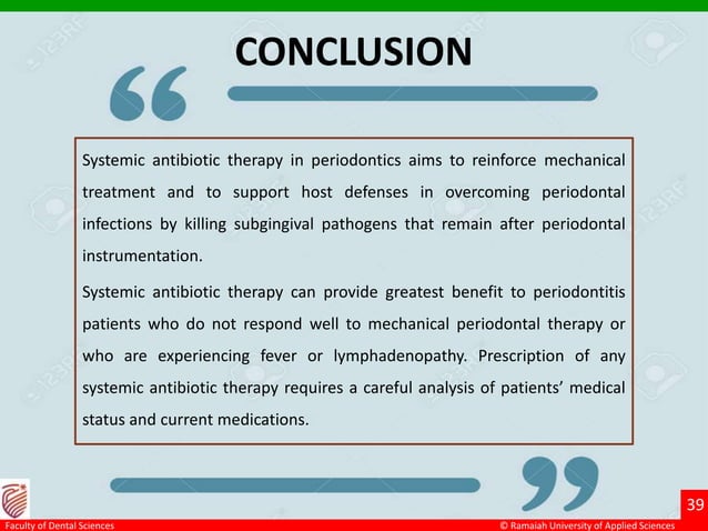 Systemic antibiotics in periodontal therapy | PPTX | Dental Health ...