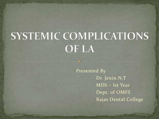 Systemic Complications Of LA | PPTX