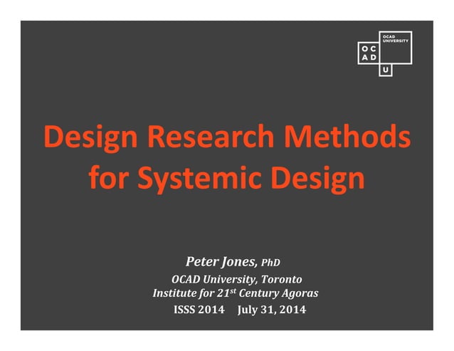 Systemic Design Principles & Methods ISSS 2014 | PDF