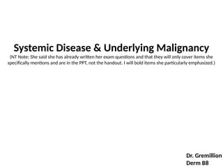 Systemic Disease & Underlying Malignancy Clinical Pathology Study ...