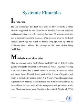 Systemic fluoride dr.huda | Dental Health | Diseases and Conditions