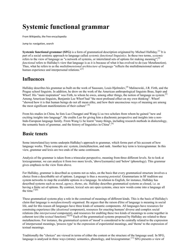 Systemic functional grammar | DOCX | Programming Languages | Computing
