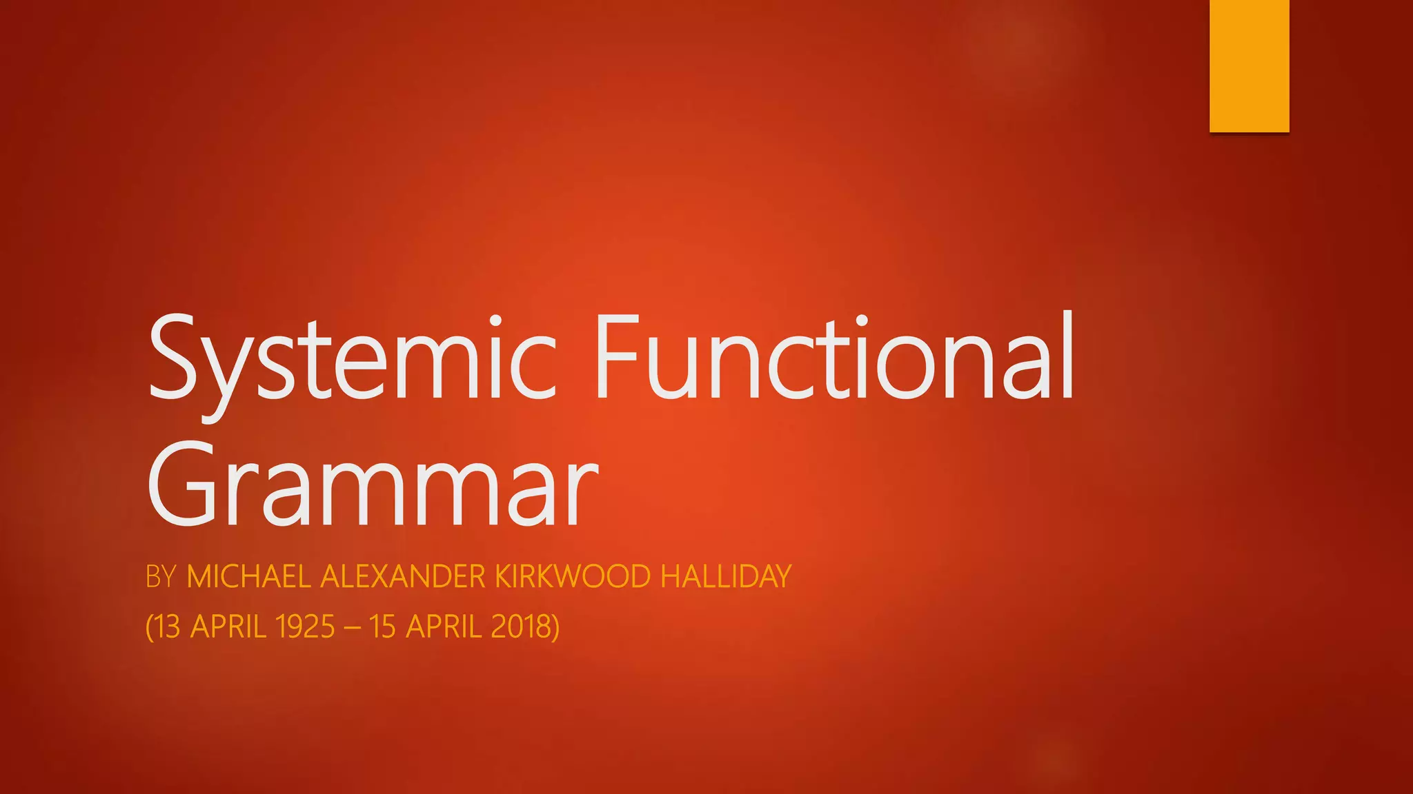 Systemic Functional Grammar | PPTX