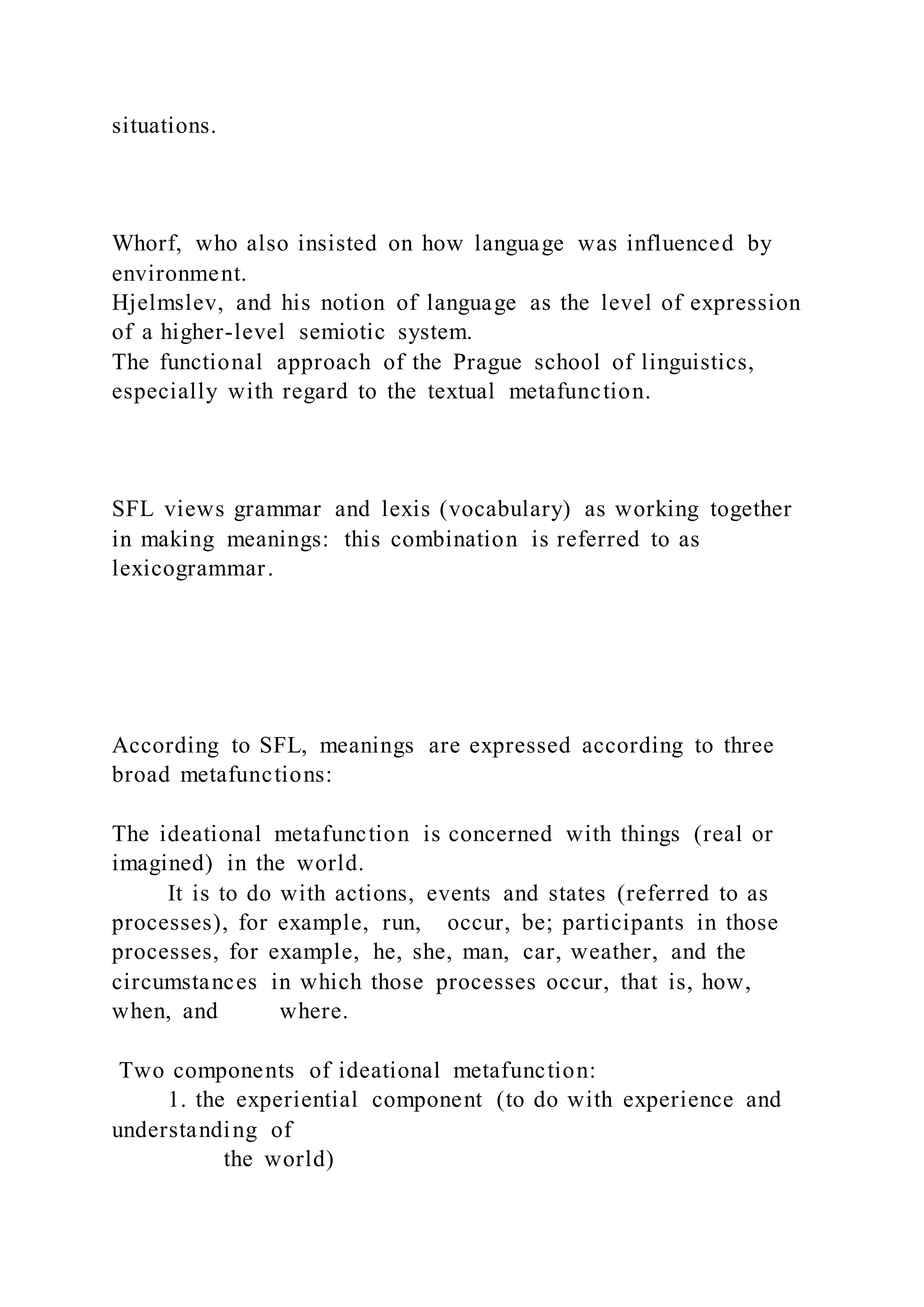 SYSTEMIC FUNCTIONAL LINGUISTICS SYSTEMIC FUNCTIONAL LIN | DOCX