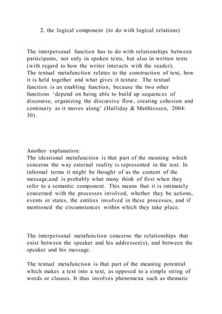 SYSTEMIC FUNCTIONAL LINGUISTICS SYSTEMIC FUNCTIONAL LIN | DOCX