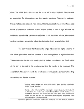 Systemic grammar analysis of leo tolstoy's god sees the truth but waits ...