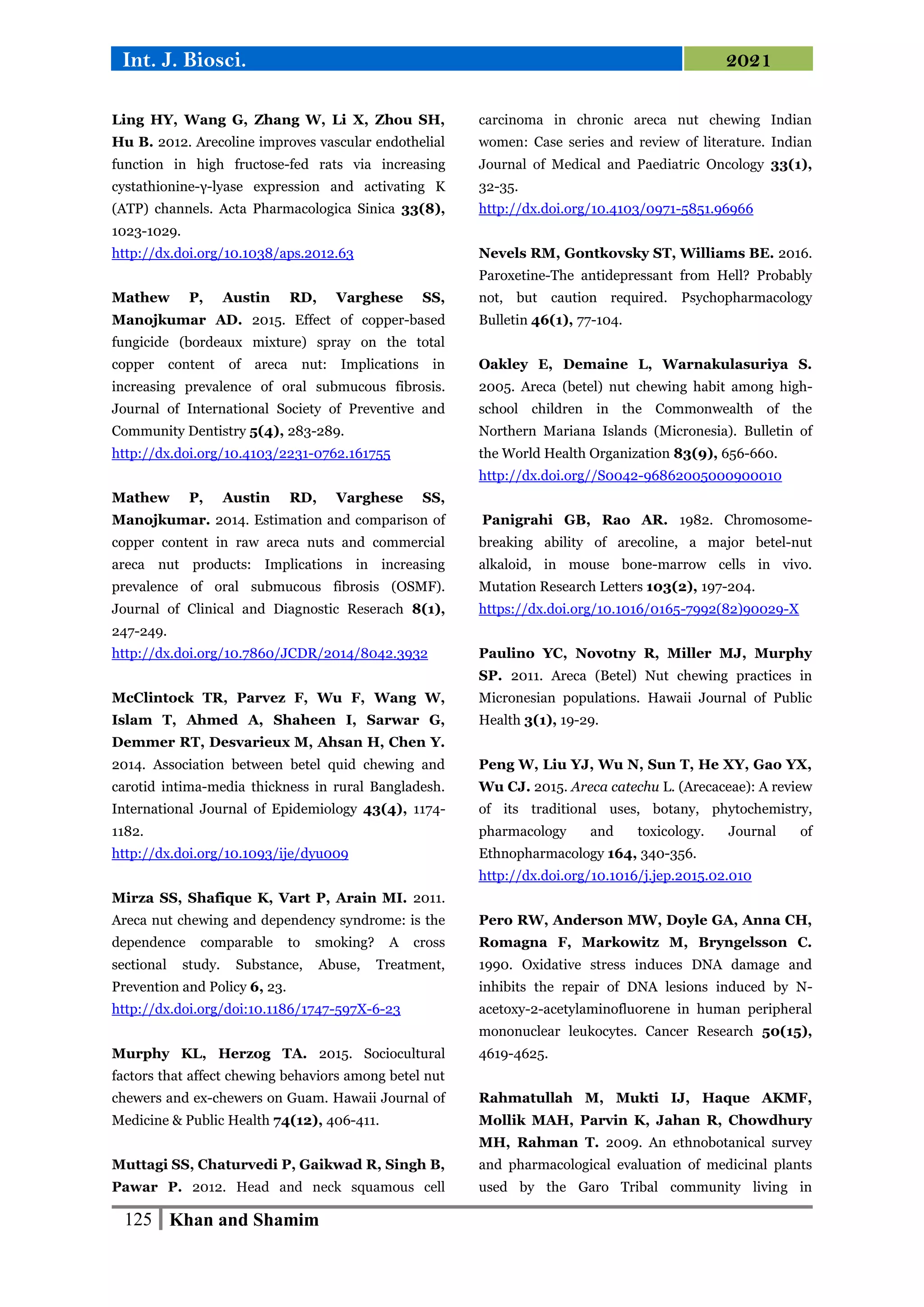 Systemic health effects of areca nuts with particular emphasis on carcinogenesis – a review ijb ...