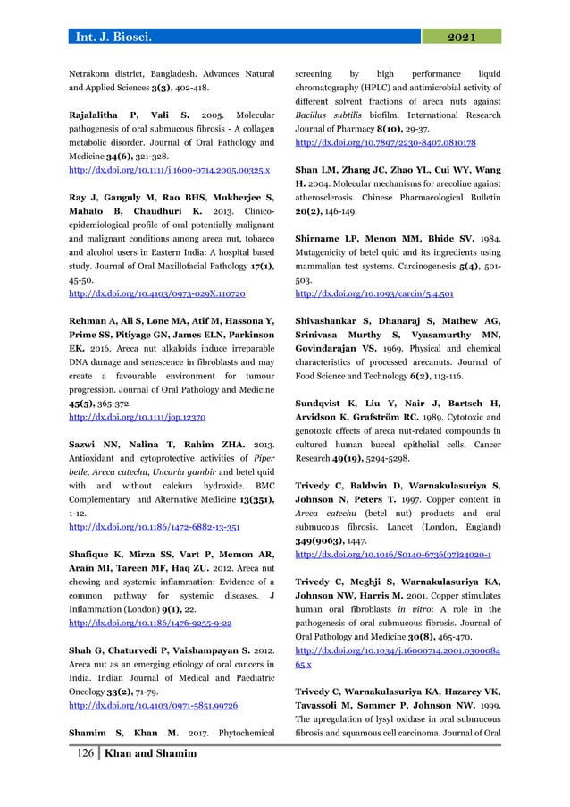 Systemic health effects of areca nuts with particular emphasis on carcinogenesis – a review ijb ...