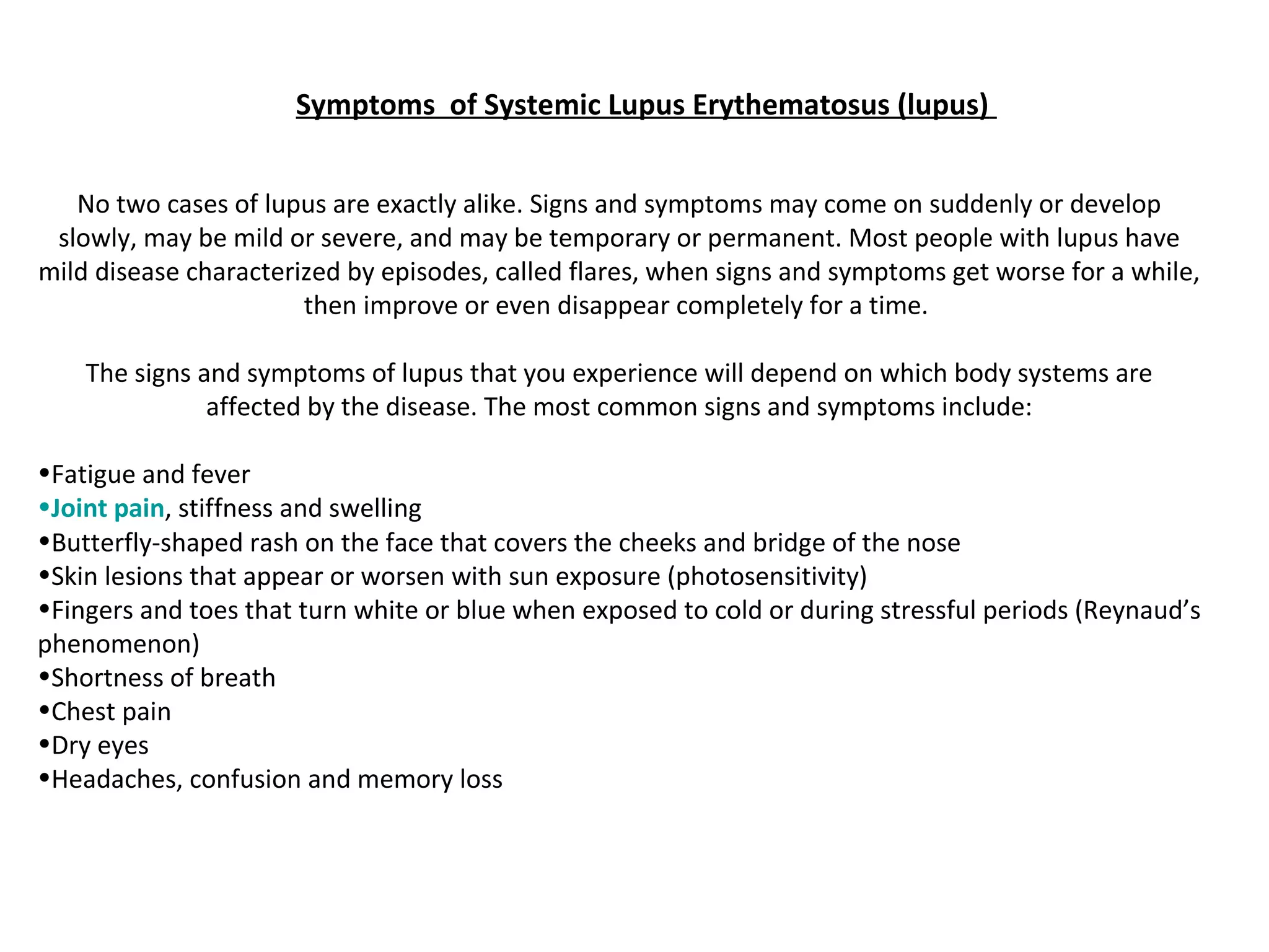 Systemic lupus erythematosus (lupus) | PPT