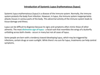 Systemic lupus erythematosus (lupus) | PPT