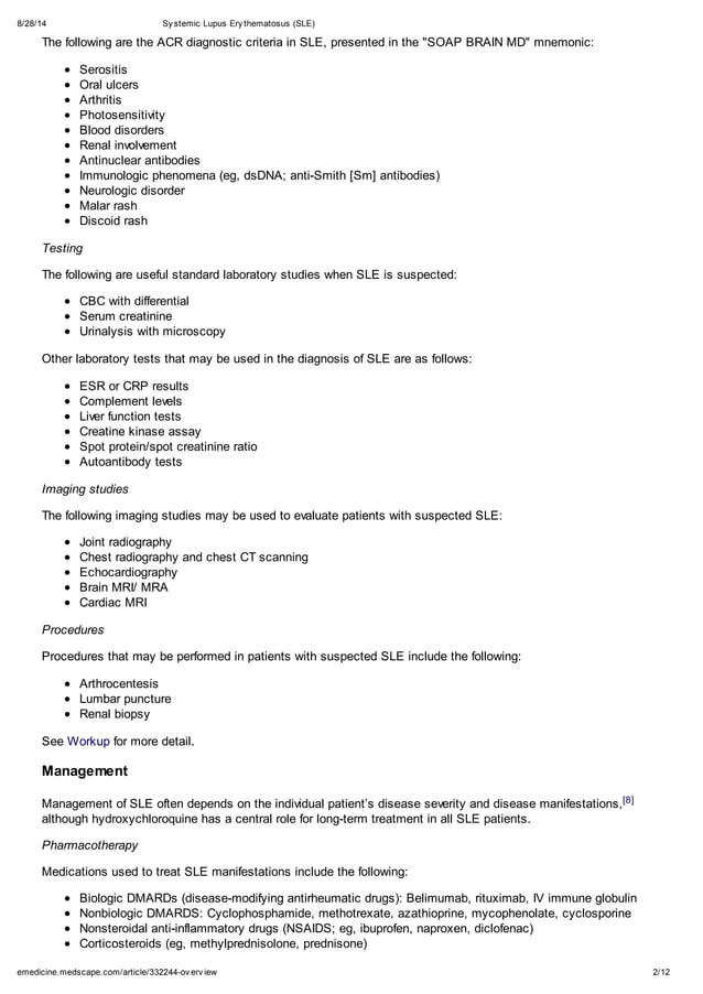 Systemic lupus erythematosus (sle) | PDF