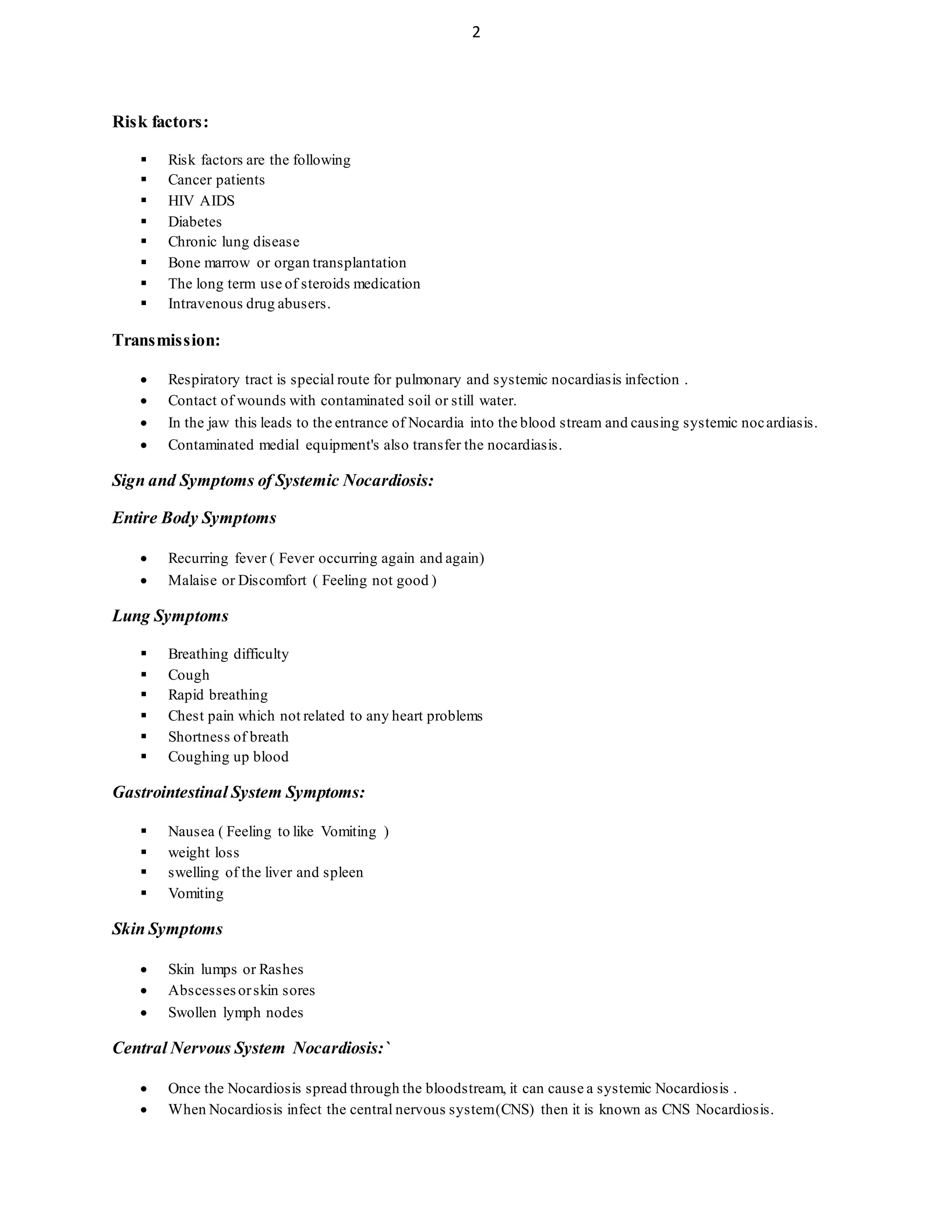 SYSTEMIC NOCARDIOSIS | DOCX