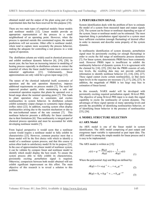 System identification of a steam distillation pilot scale using arx and narx approaches | PDF