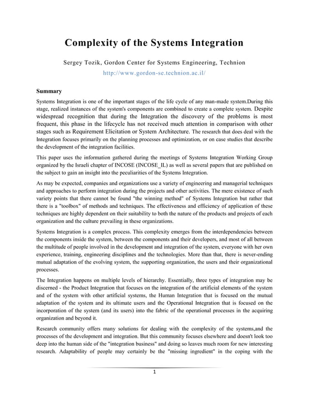 System integration complexity | PDF