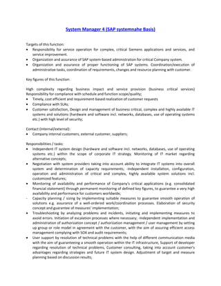 System manager 4 sap basis | PDF