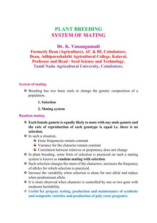 SYSTEM MATING.docx | Genetics | Science