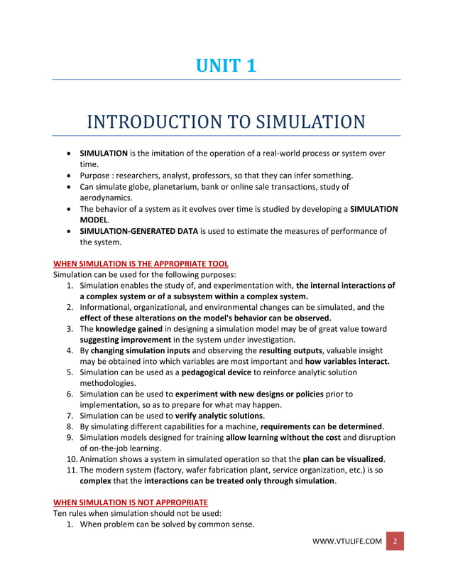 System modeling and simulation full notes by sushma shetty (www.vtulife ...