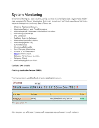 Step by step SAP ABAP system monitoring. | PDF