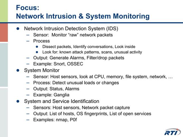 System monitoring and network intrusion using DDS and CEP | PPT