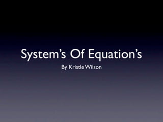 System of equations | KEY