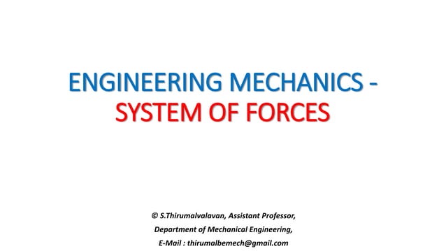System of Forces - Engineering Mechanics | PPTX